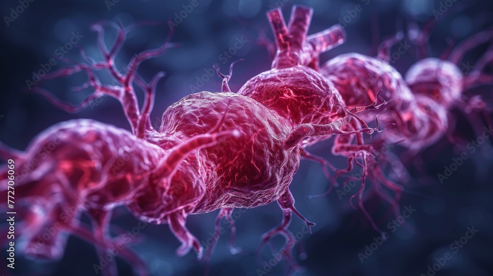 3D rendering of thrombosis in the cardiovascular system, showcasing the ...