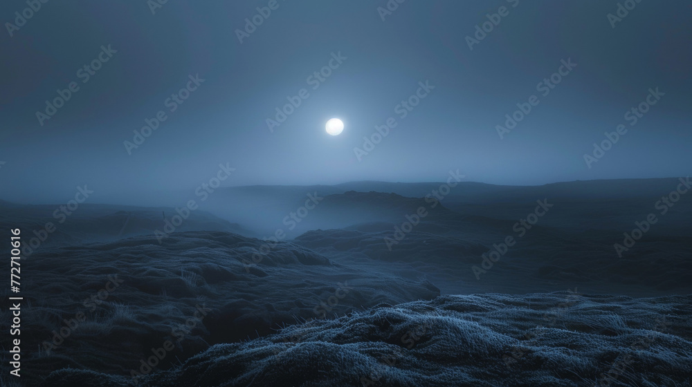 Moonlight filters through the thick fog casting an otherworldly glow ...
