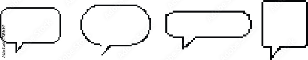 Empty speech bubble pixel art set. Geometric message shapes collection ...
