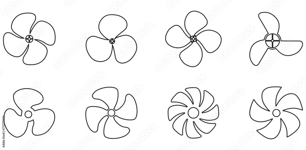 Collection of fan Line Art icon. symbols isolated on a white background ...