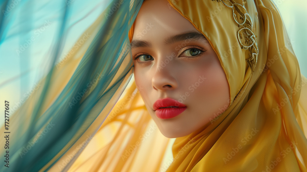 Muslim women, close view of beautiful face and eye, fashion melayu ...