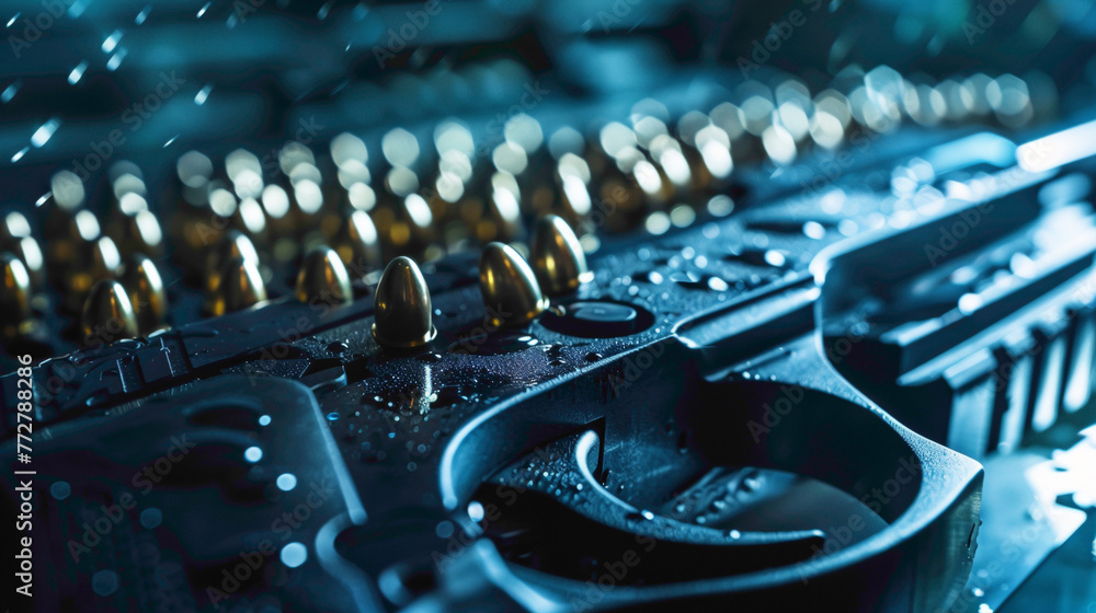 Unique pistols wallpaper.Hand gun with ammunition on dark background. 9 ...