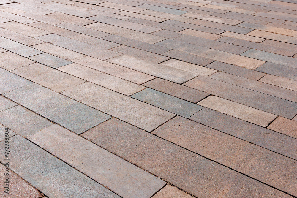 Paving slabs of rectangular elongated shape of different sizes and ...