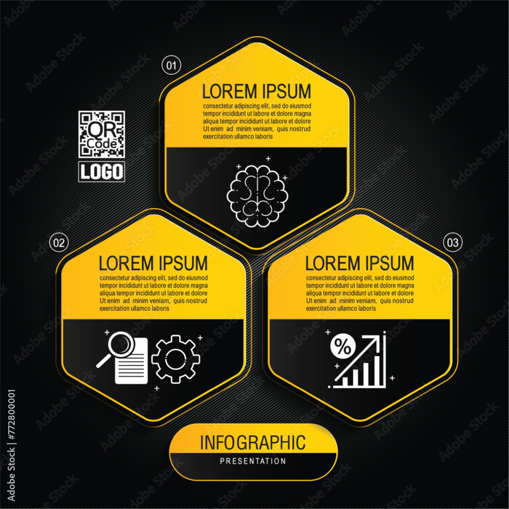 black and yellow bussiness infographic presentations, Dynamic layouts ...