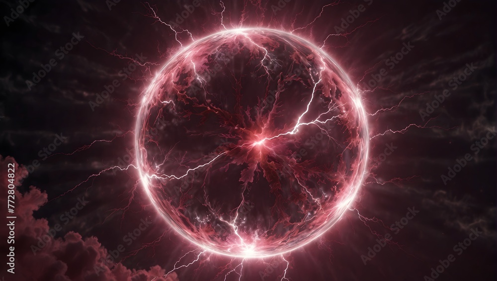 A radiant sphere of pink plasma energy, bursting with dynamic streaks ...