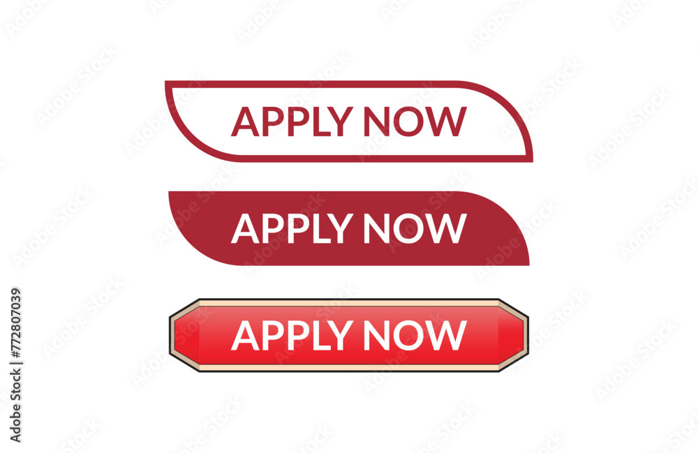 Apply now red ribbon label banner set. Open available now sign or Apply ...