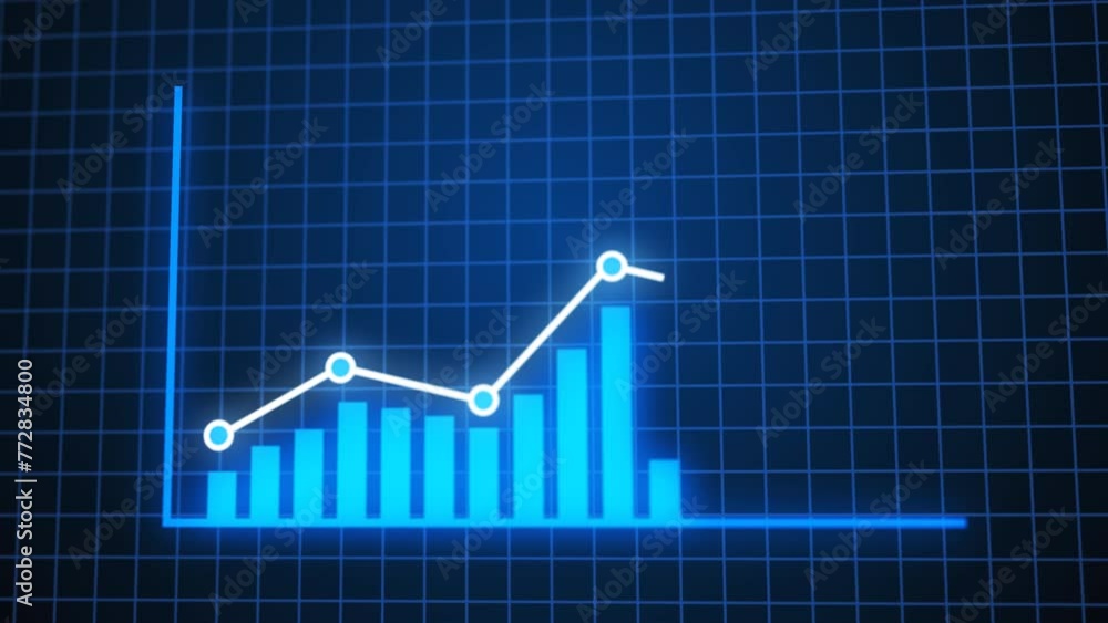 Animated business graph chart with grid lines background video. 4K ...