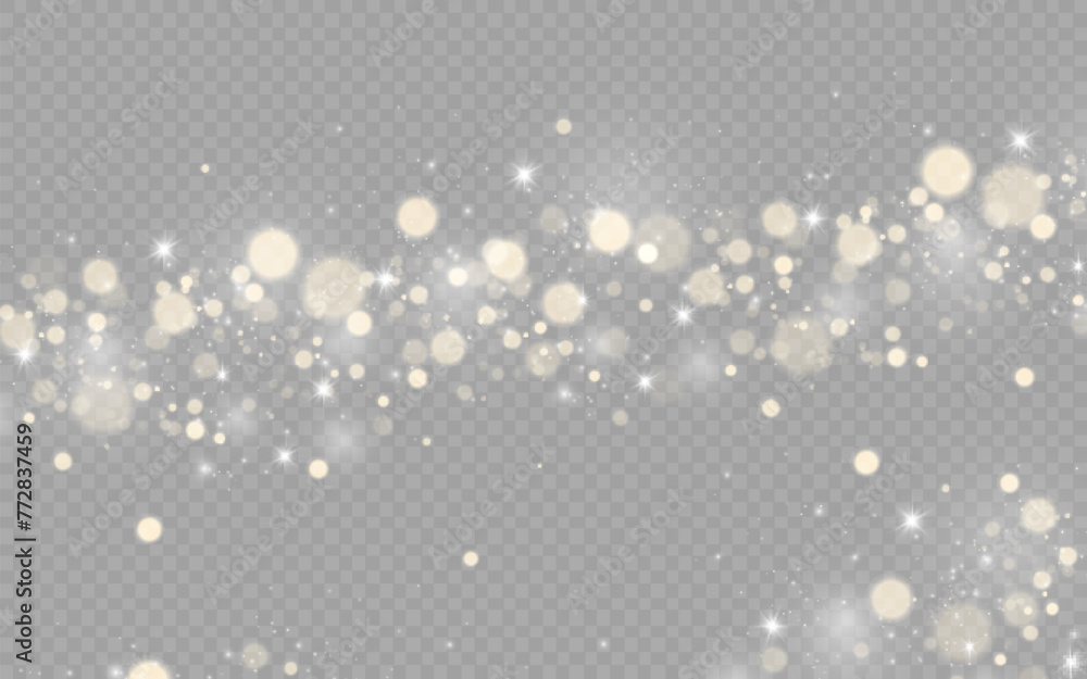 Dust sparks and stars shine with a special light. Christmas light ...