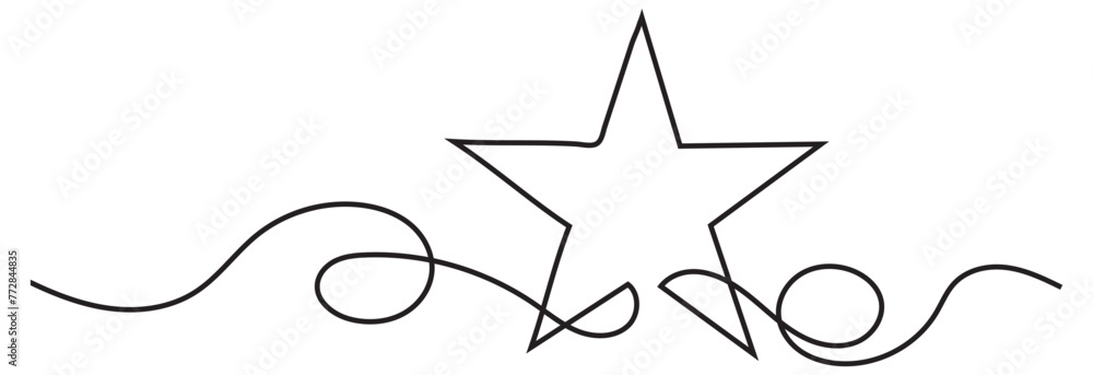 Star icon line continuous drawing vector. One line star icon vector ...