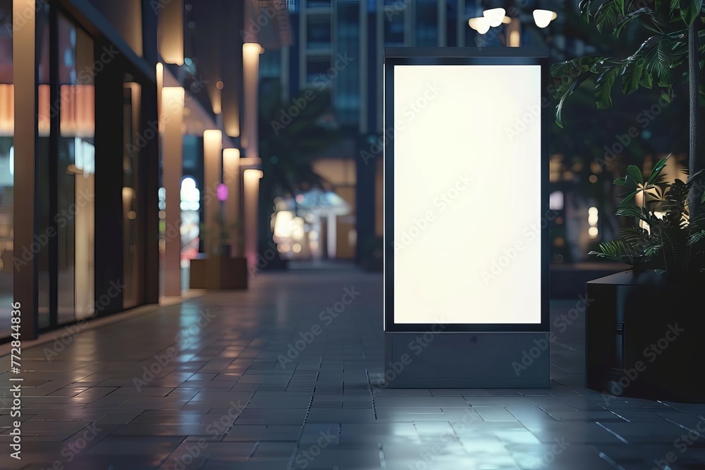 Blank signboard mockup for advertisement in public area, clean screen ...