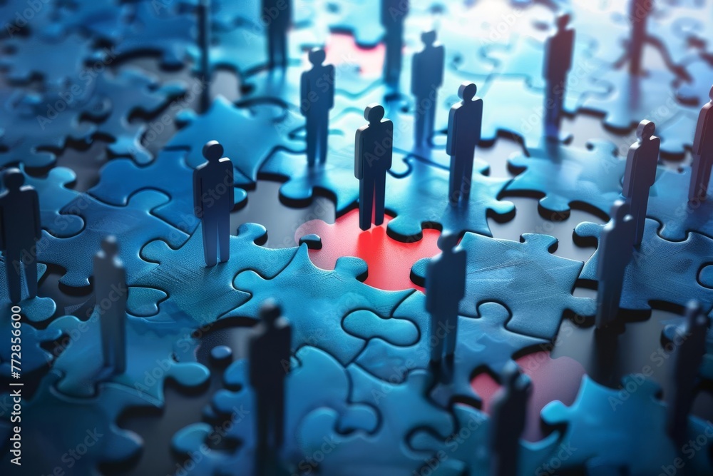 Missing employees and worker shortage concept, job vacancies on puzzle ...