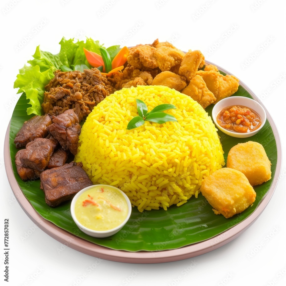 Nasi Kuning: Indonesian yellow rice cooked with coconut milk and ...