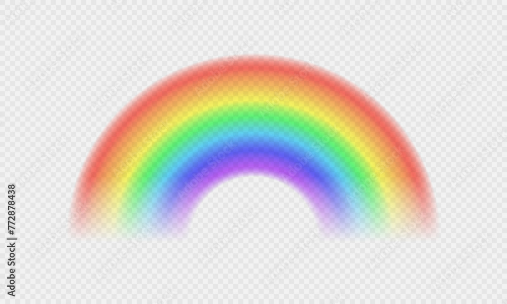 Bright realistic arch rainbows and round halo rainbow. Fantasy symbol ...