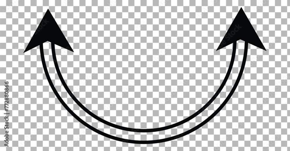 Dual semi circle arrow. Vector illustration. Semicircular curved thin ...