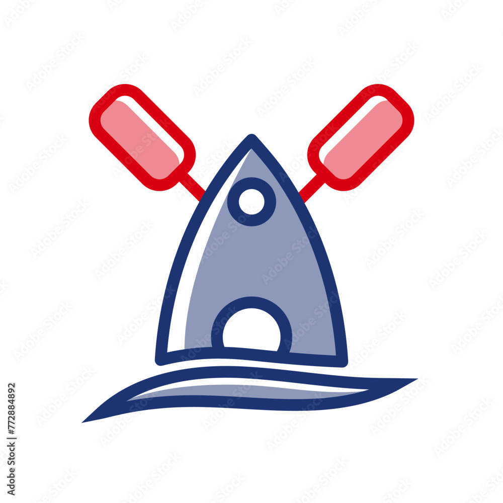 Vector icon of a rowing sport. Vector illustration of a rowing boat and ...