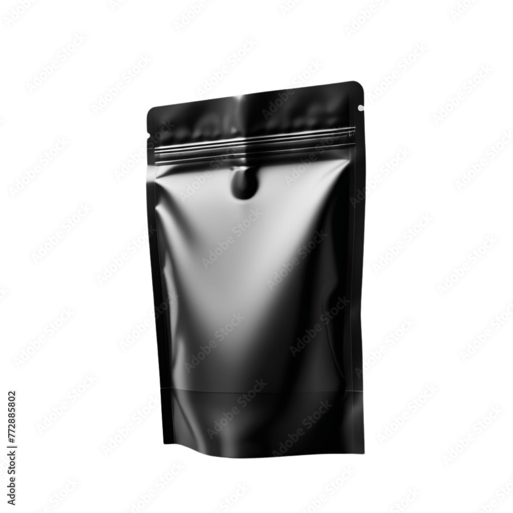 black blank doypack food bag packaging on Isolated transparent ...