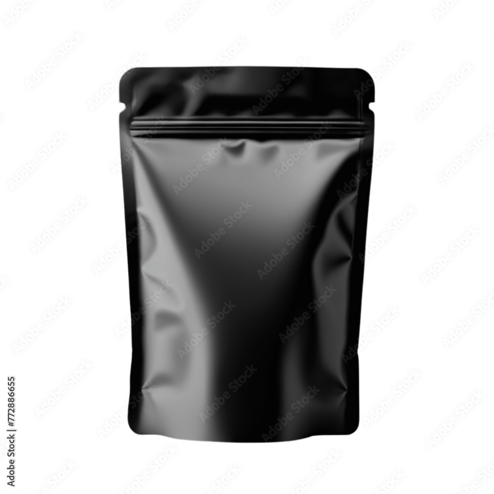 black blank doypack food bag packaging on Isolated transparent ...
