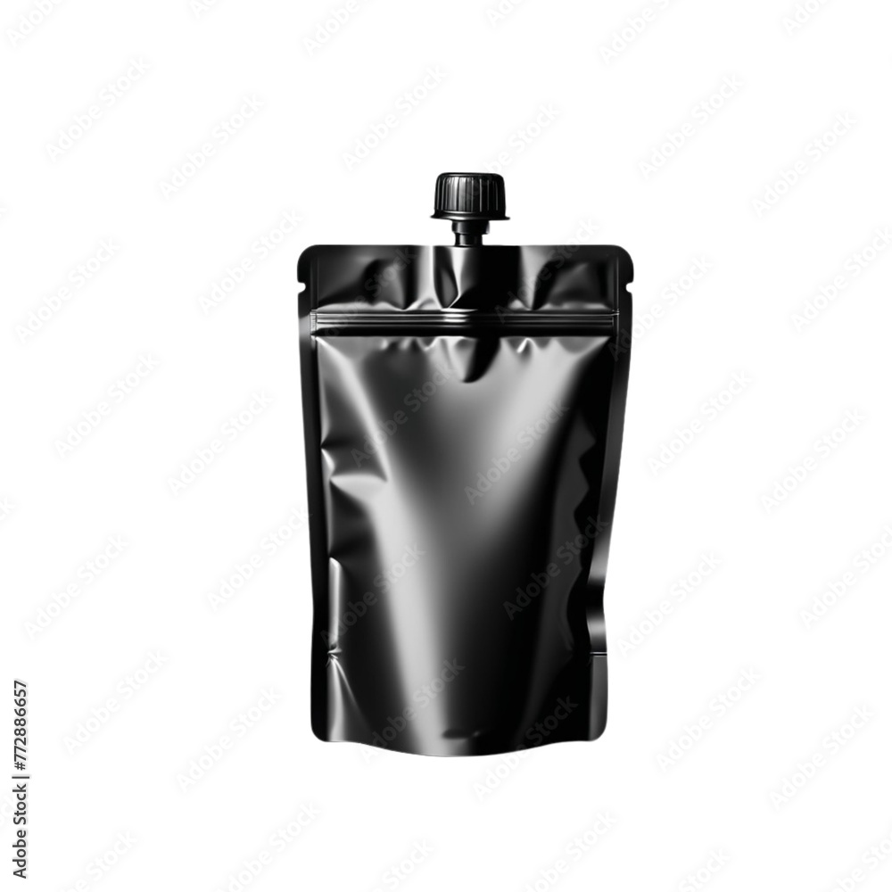 black blank doypack food bag packaging on Isolated transparent ...