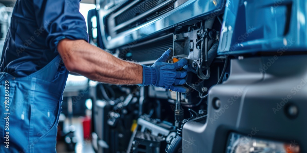 Confident Hispanic Latino man car mechanic in a garage background ...