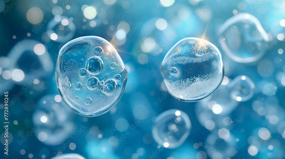 Cell, molecule concept. Soap bubbles group macro representing abstract ...