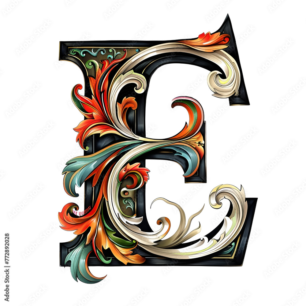 stylish Letter E - colorful letter shape English alphabet design on ...