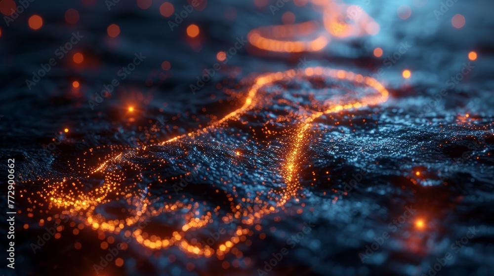 Footprint shape combined with futuristic pattern and digital technology ...