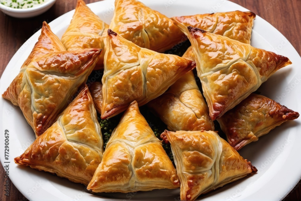 Triangular-shaped pastries filled with minced meat (often beef or lamb ...