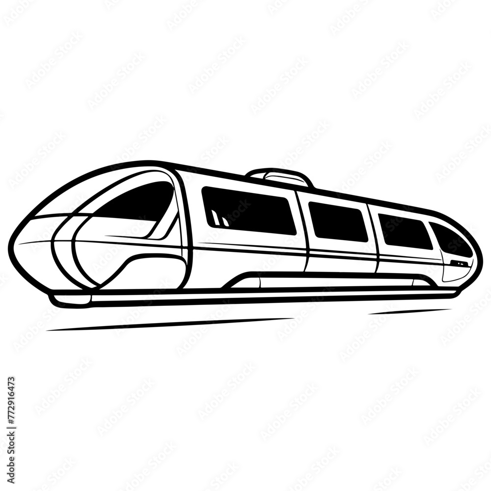 Monorail, simple vector svg illustration, black monoline, isolated on ...