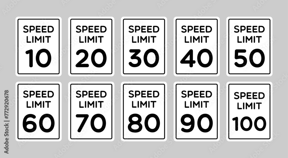 Poster Vector Speed Limit Road Signs – Wall Art | UkPosters