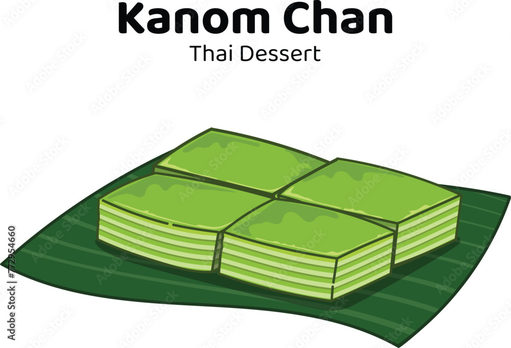 Thai dessert steamed cakes, Asian desserts made from Pandan leaves And ...