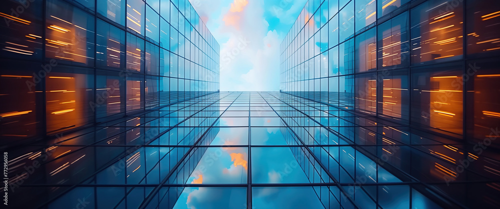 Towering windowscape. An intricate and striking contemporary skyscraper ...