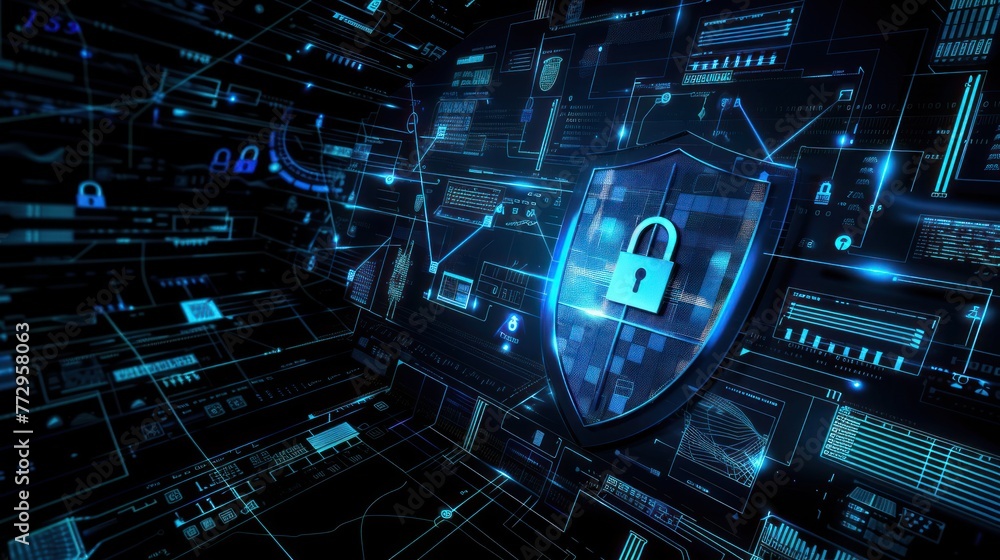 Shield Encircled by Padlocks and Digital Security Symbols Stock ... Shield Encircled by Padlocks and Digital Security Symbols Stock ...