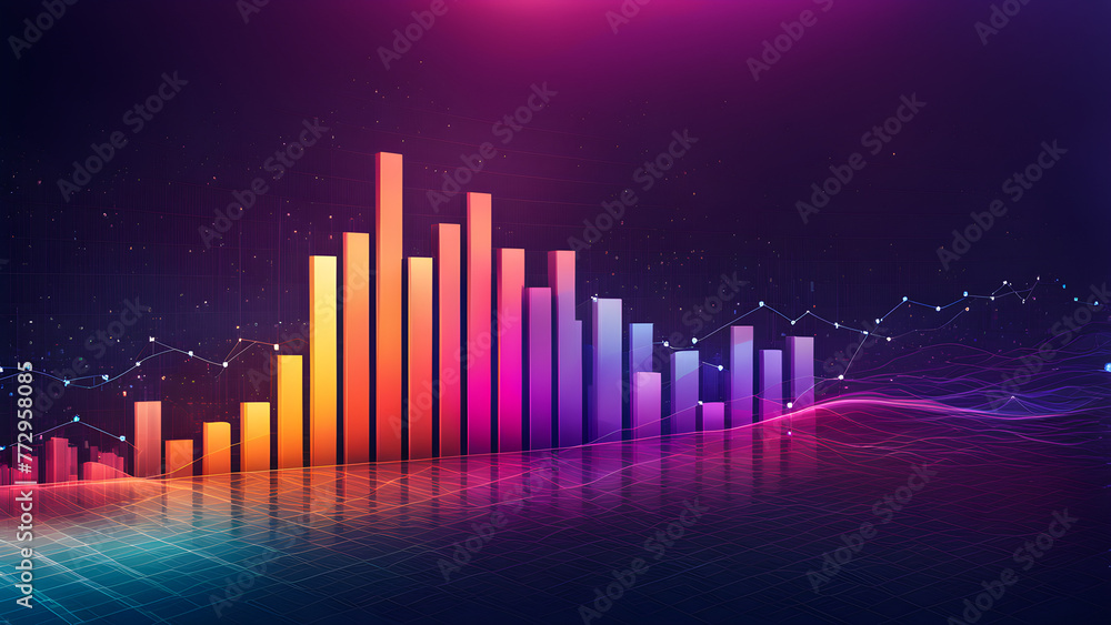 Colorful histograms and curve charts, statistical chart visualization ...