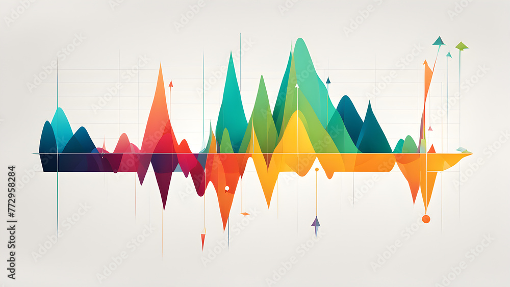 Colorful histograms and curve charts, statistical chart visualization ...