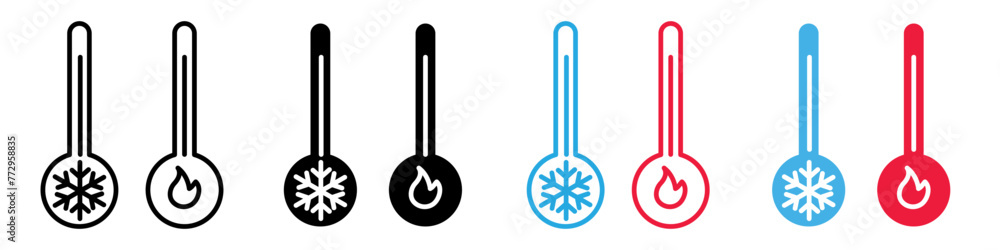 Temperature Scale Icons for Measuring Heat in Celsius and Fahrenheit ...