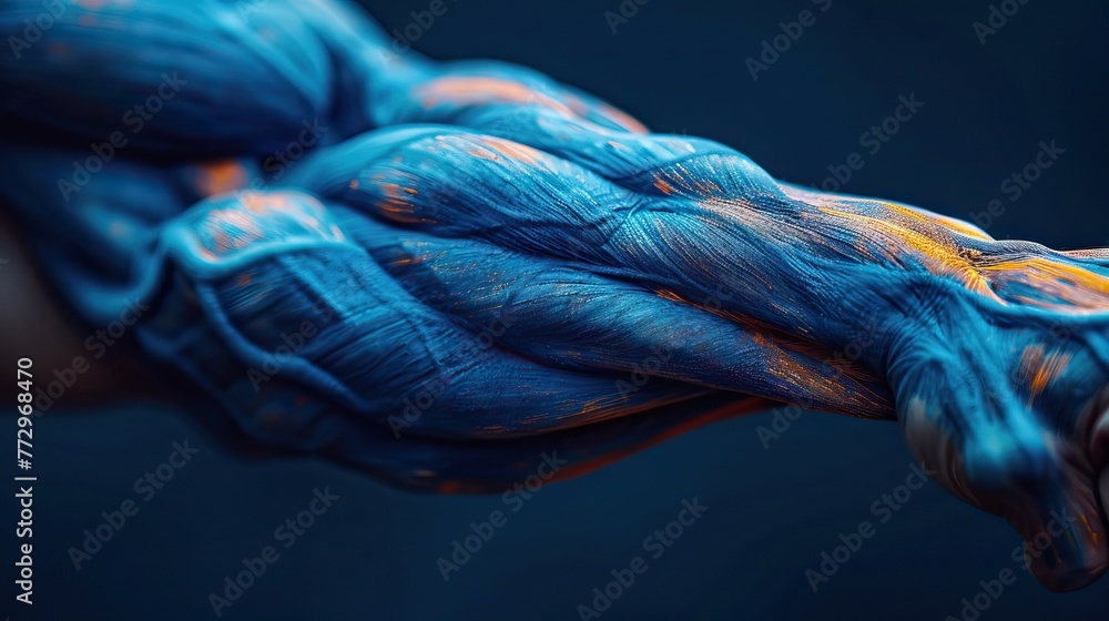 a muscular arm with highlighted biceps, showing the muscle fibers Stock ...