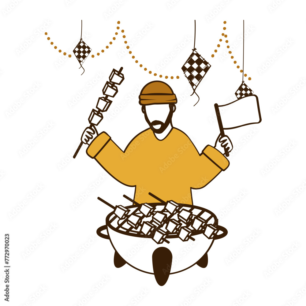Person Making Barbecue with Qurban Halal Meat concept, Grilling the ...