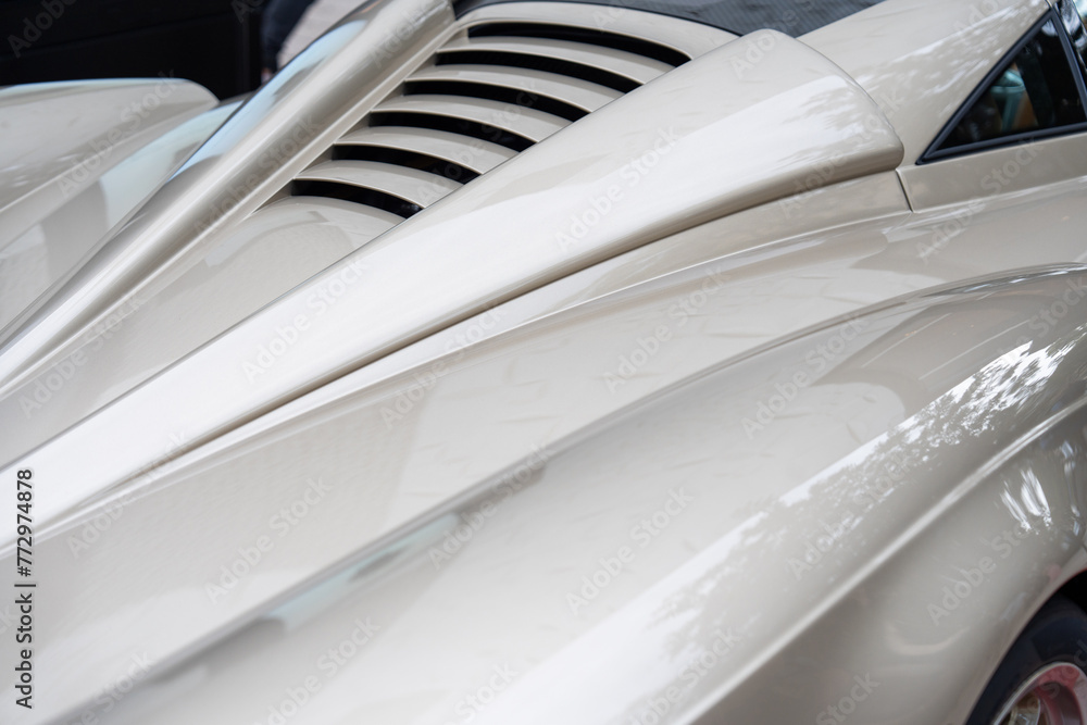 Close up of rare luxury car body with unique recognizable design ...