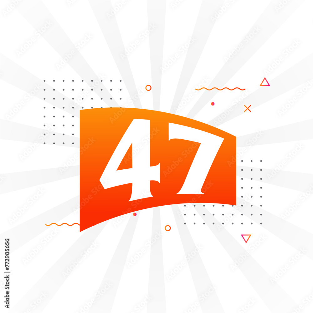 47 number vector font alphabet. Number 47 with decorative element stock ...