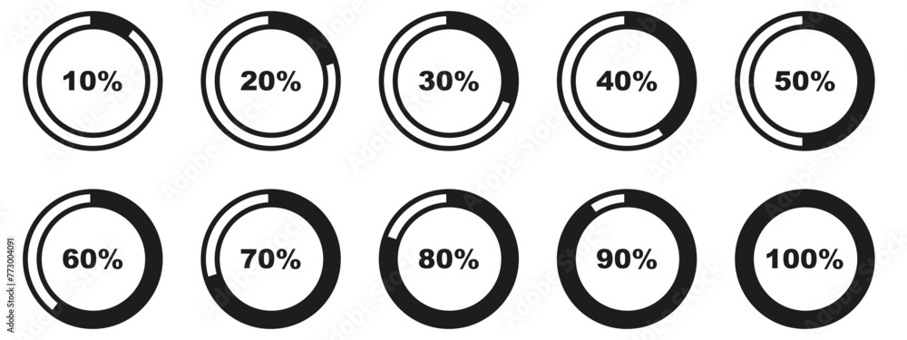 Circle loading and circle progress collection. Set of circle percentage ...