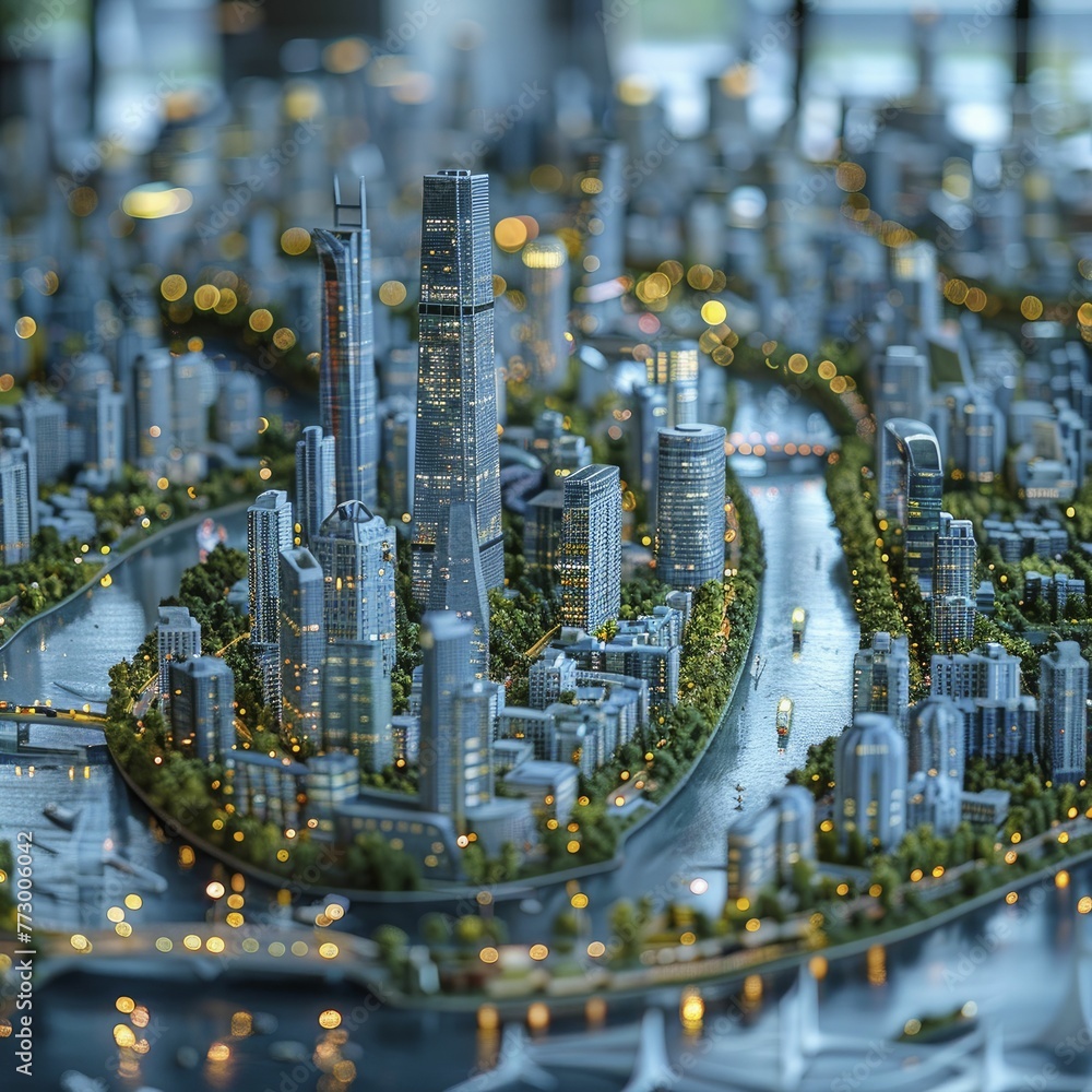 Energy efficient urban planning models, detailed view of a scale model ...