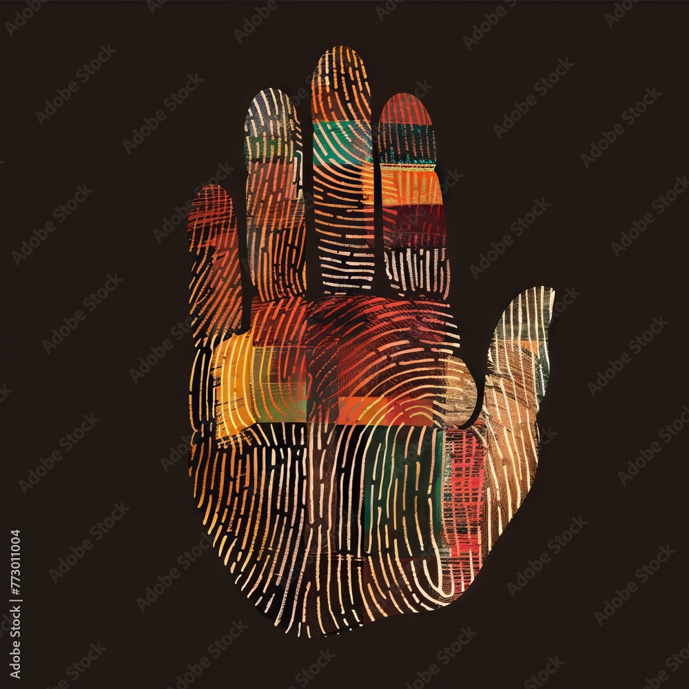 Unity in diversity: multicolored fingerprint mosaic symbolizing ...