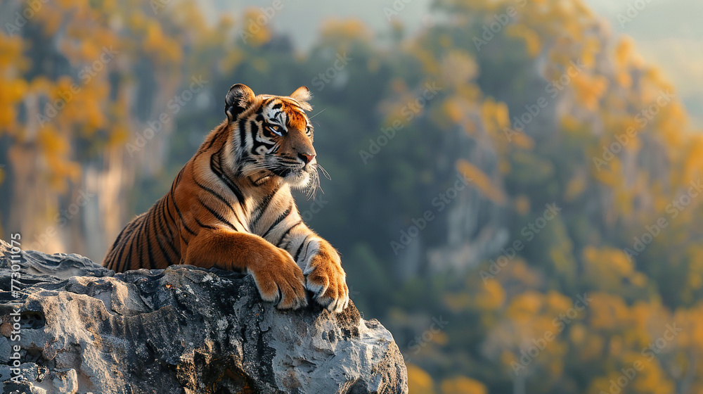 Earth Day or World Wildlife Day concept. near extinction tiger ...