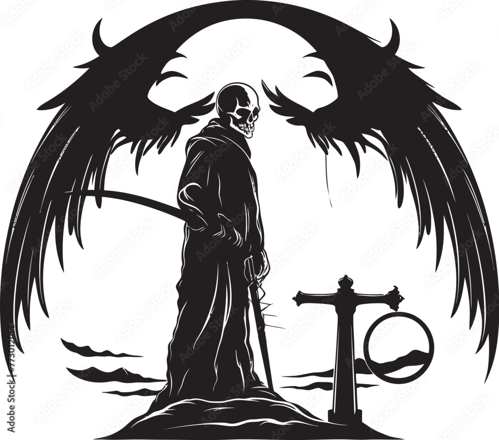 Corvus Call Death Symbol Emblem Reapers Edge Scythe Logo Emblem Stock ...