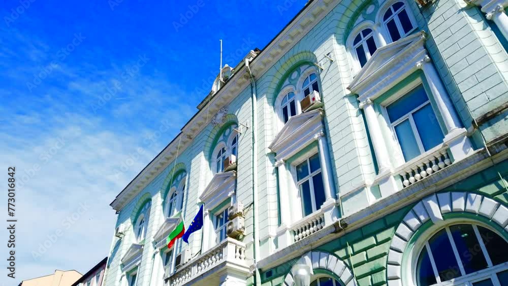 Facade of beautiful old building. Old historical architecture in the ...