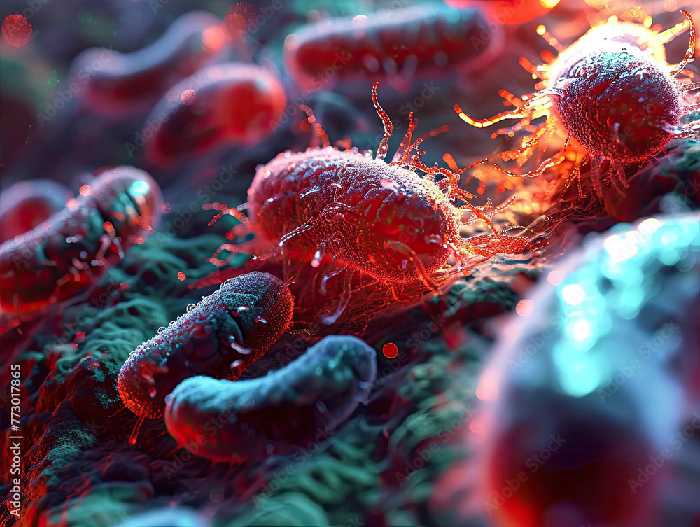 Digital depiction of Escherichia coli (E. coli) bacteria in the human ...