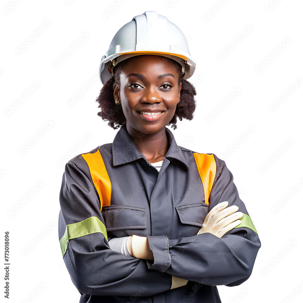 A beautiful portrait photo of a black female construction worker ...