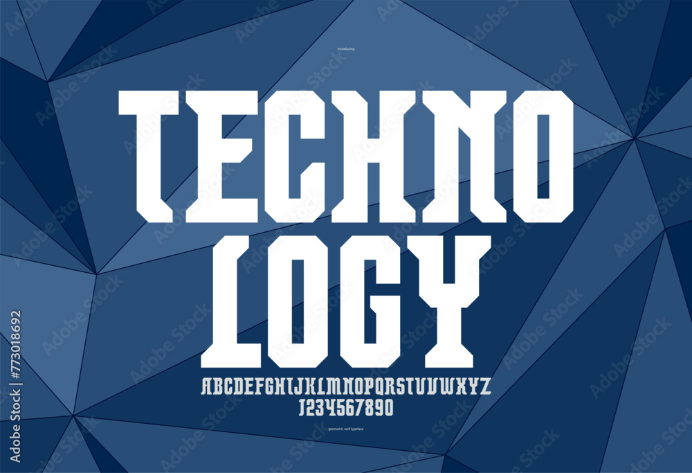 Technology and future style display font for logos and posters, vector ...