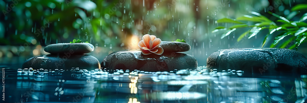 Zen Water Garden: A Tranquil Scene with a Pond and Lush Foliage ...