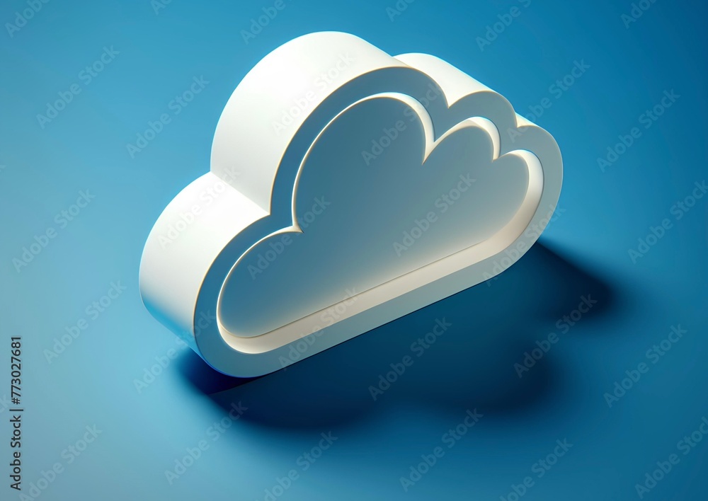 White cloud icon floating against a blue background symbolizing cloud ...